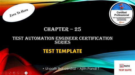 🎯 Ui Path Test Automation Engineer Exam Preparation Chapter 25 🚀 Testing Template Features