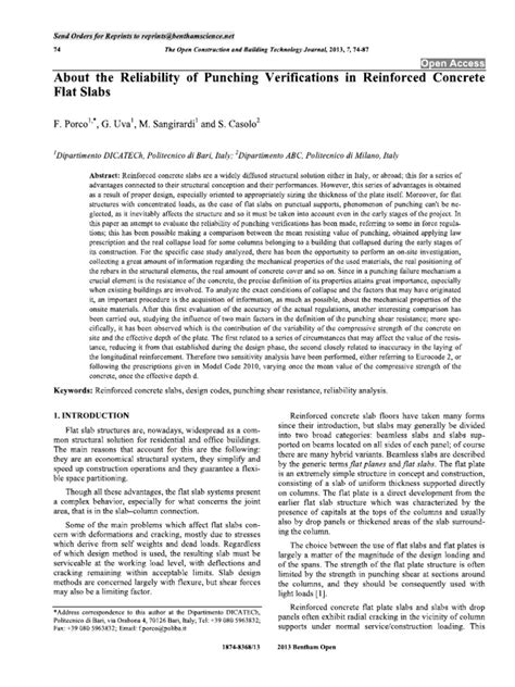 Reliability Of Punching Verifications In Reinforced Concrete Slab Pdf Fracture Strength Of