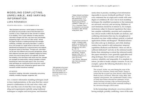 Pdf Modeling Conflicting Unreliable And Varying Information