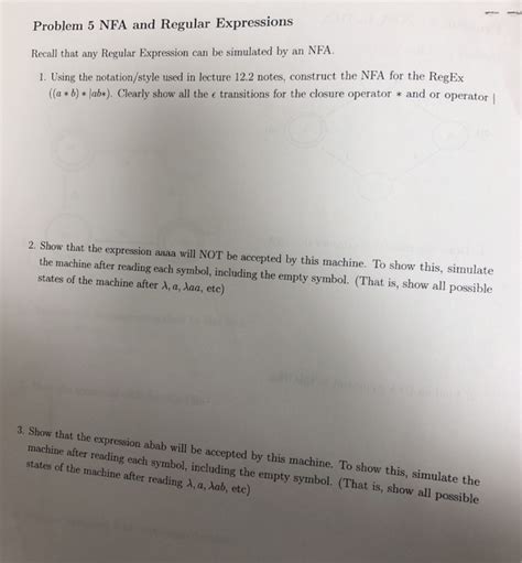Solved Problem 5 Nfa And Regular Expressions Recall That Any