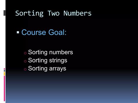 Sorting Two Numbers Pptx Programming Languages Computing