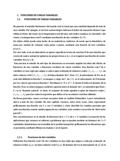 Funciones De Varias Variablesfgafxdvdf Pdf Función Matemáticas Derivado