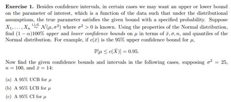 Solved X1 X 1 2 D Exercise 1 Besides Confidence Chegg Com
