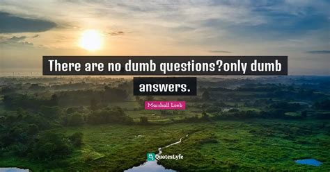 There Are No Dumb Questionsonly Dumb Answers Quote By Marshall Loeb Quoteslyfe