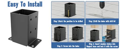 6x6 Post Base 2 Pcs Heavy Duty Anchor With Anti Corrosive Partition Inner Size 5 6