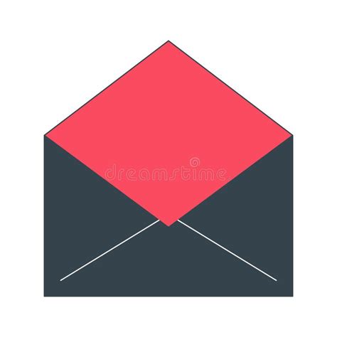 Open Envelope With White Blank Card Flat Isolated Outline Vector Object Stock Vector