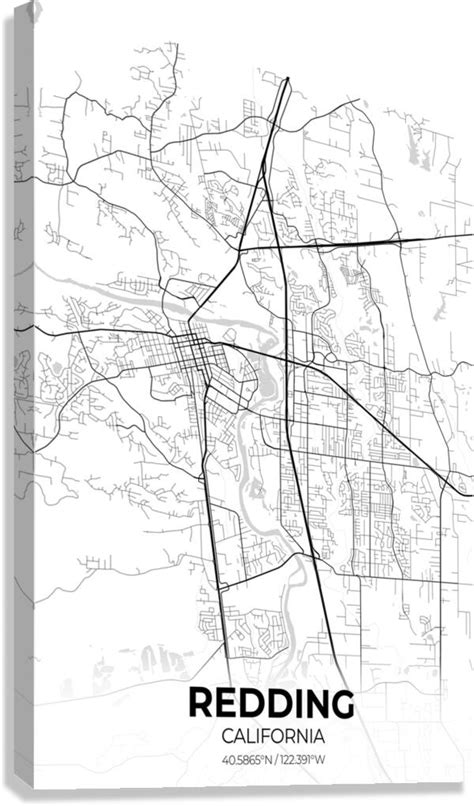 Redding California City Map Print By Conceptual Photography Wall Art