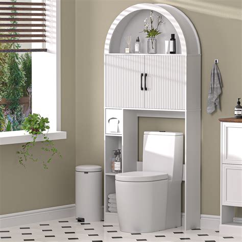 Haripul Over The Toilet Storage Cabinet W Unique Wood Grain And Arc