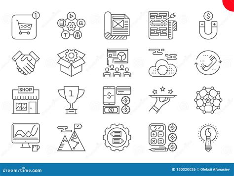 Thin Line Icons Set Of Search Engine Optimization Stock Vector