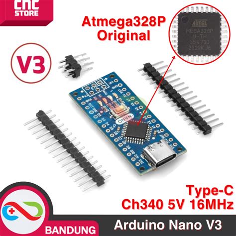 Jual Arduino Nano V3 Atmega328p Ch34g 5v Board Typec K G7i3 Shopee