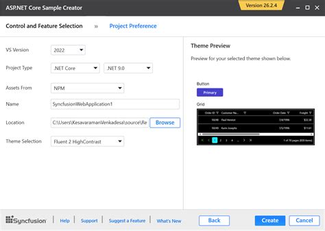 Sample Creator for ASP.NET Core - EJ2 | Syncfusion