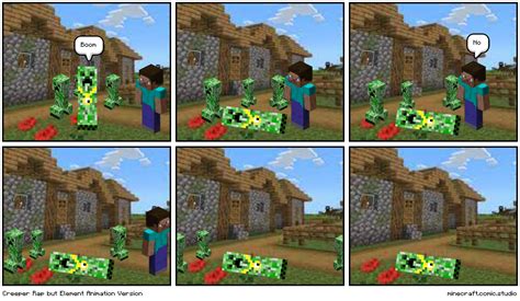 Minecraft Steve Punching A Creeper