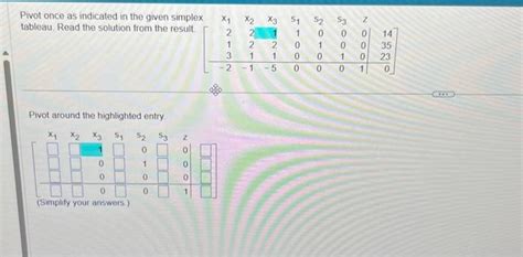 solved pivot once as indicated in the given simplex