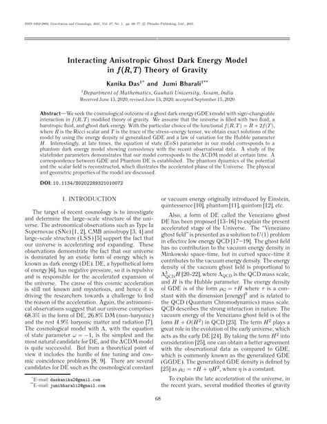 Pdf Interacting Anisotropic Ghost Dark Energy Model In Boldsymbol Frt Theory Of Gravity