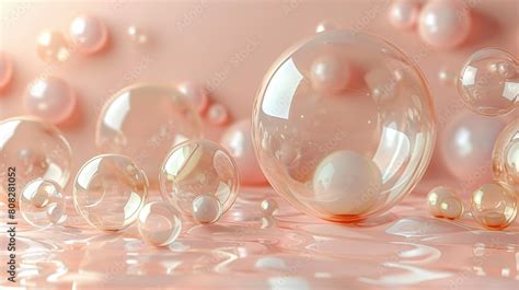 A Cluster Of Iridescent Orbs Suspended In Mid Air Adorning A Pastel Background With