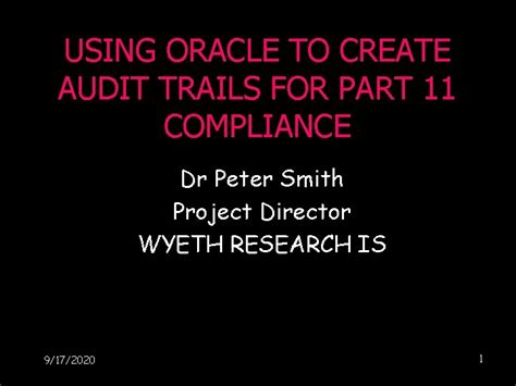 Using Oracle To Create Audit Trails For Part