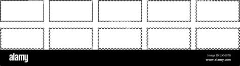 Rectangle And Square Wavy Frames Scalloped Edges Zigzag Borders Flat Vector Illustration