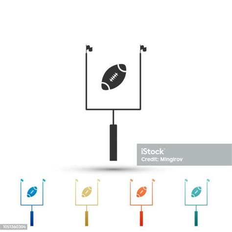 미국 축구 목표 게시물 아이콘이 흰색 배경에 고립 컬러 아이콘에 요소를 설정 합니다 평면 디자인입니다 벡터 일러스트 레이 션 골포스트에 대한 스톡 벡터 아트 및 기타 이미지