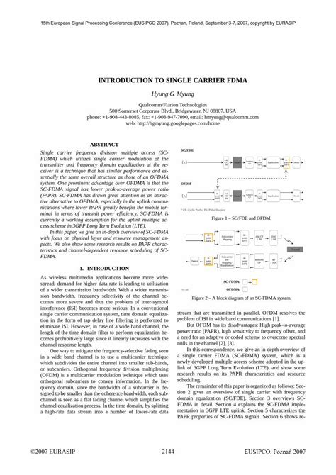 Pdf Introduction To Single Carrier Fdma Eurasip Dokumentips