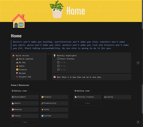 productivity system home page r notion
