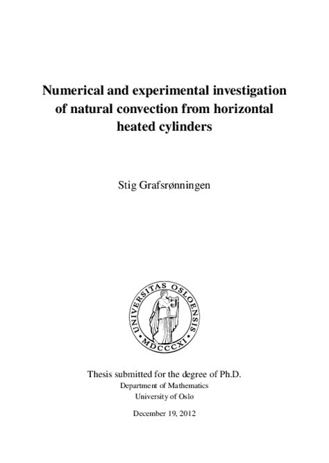 Pdf Numerical And Experimental Investigation Of Natural Convection