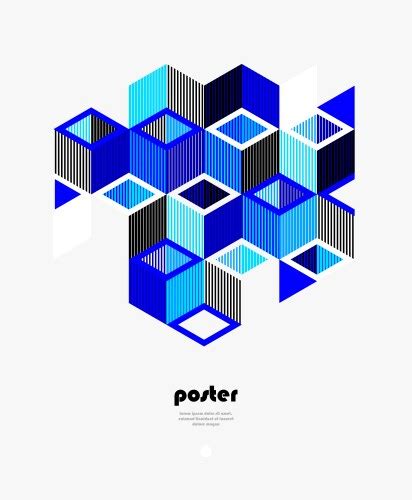 Blue Abstract Geometric Background With Cubes Vector Image