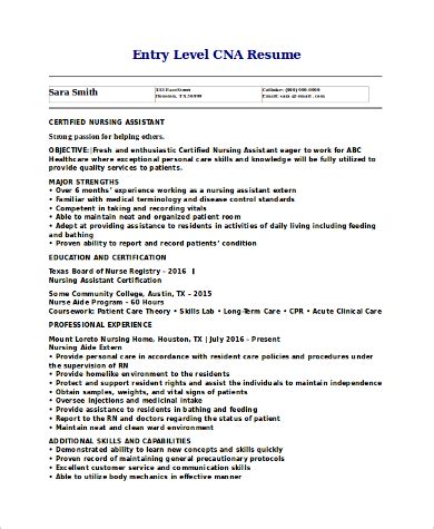 Free 9 Sample Cna Resume Templates In Ms Word Pdf