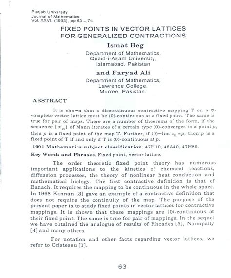 pdf fixed points in vector lattices for generalized contractions