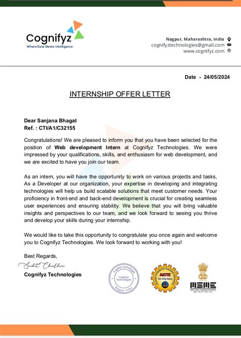 sanjana bhagat on linkedin cognifyz webdevelopment internship