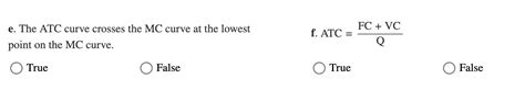 Solved E ﻿the Atc Curve Crosses The Mc Curve At The