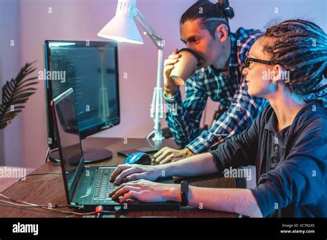 Programmers Are Developing Software By Working With Software Code Together Team Work Modern