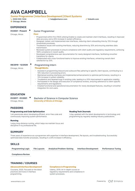 1 Successful Senior Programmer Resume Example And Writing Tips For 2024