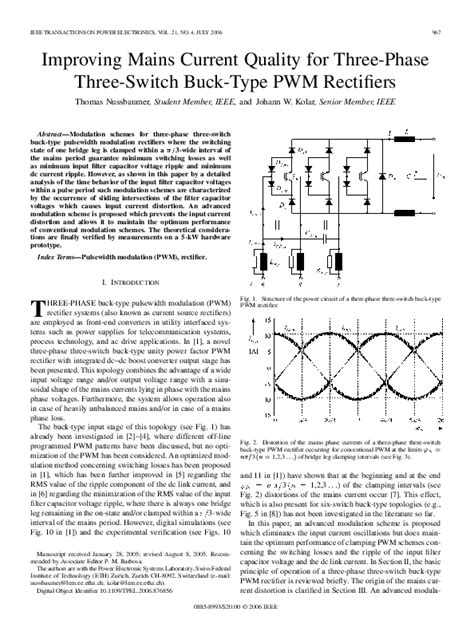 Pdf Improving Mains Current Quality For Three Phase Three Switch Buck