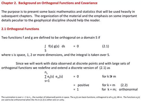 PPT Chapter 2 Background On Orthogonal Functions And Covariance PowerPoint Presentation ID