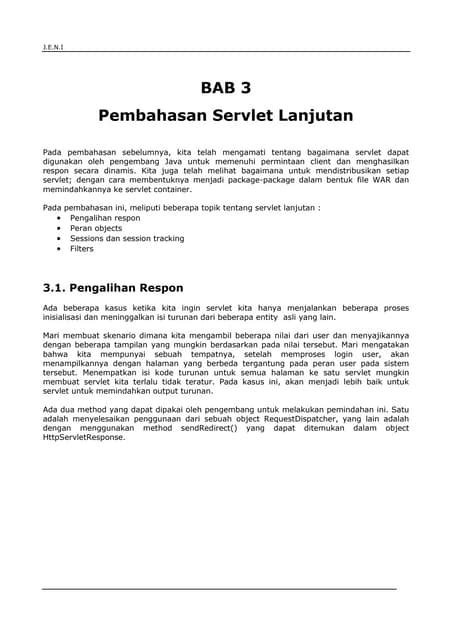 Jeni Web Programming Bab 3 Advanced Servlets Pdf