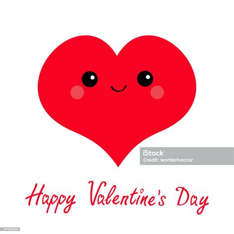 해피 발렌타인 기호 기호입니다 레드 심장 얼굴 머리입니다 귀여운 만화 재미 미소 문자가와 눈 입 뺨을 붉 평면 디자인 스타일입니다 인사말 카드입니다 격리 흰색 배경입니다
