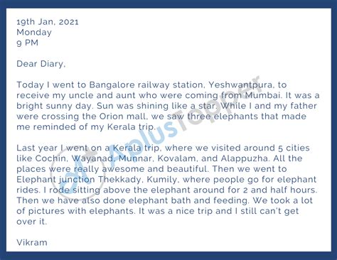 Diary Writing Diary Writing Format Samples Examples Topics And How