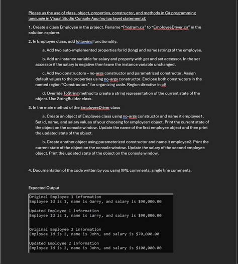 Solved Please Us The Use Of Class Object Properties