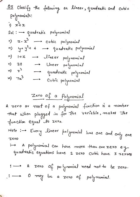 Polynomial Class 9th Math Handwritten Notes Polynomial Class 9th Math Handwritten Notes