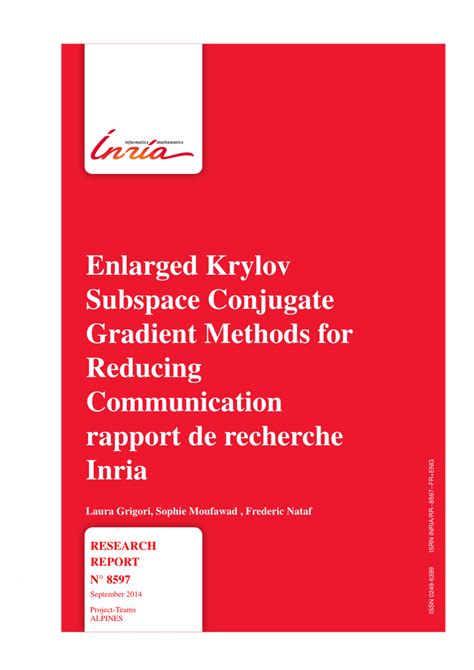 Pdf Enlarged Krylov Subspace Conjugate Gradient Methods For Reducing Communication