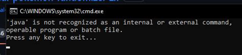 Bug Java Is Not Recognized As An Internal Or External Command · Issue 622 · Ajarmar