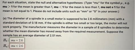 [answered] for each situation state the null and alternative hypotheses