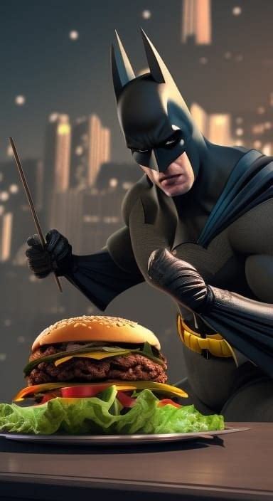 Batman Eating A Large Burger R Nightcafe