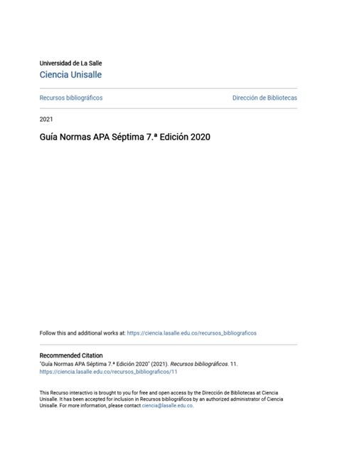 Guía Normas APA Séptima 7.ª Edición 2020 | PDF | Estilo apa | Puntuación