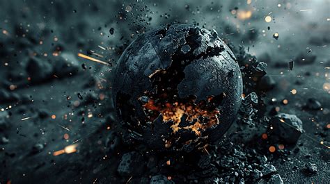 Abstract Black Plexus Structure On Sphere Earth Cracking And Exploding