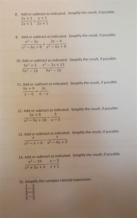 Solved 8 Add Or Subtract As Indicated Simplify The Result