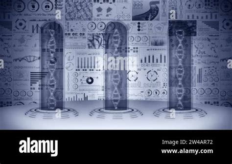 DNA Helix Molecule Loop Animation DNA Chromosome Concept Hologram Elements Of Digital Data