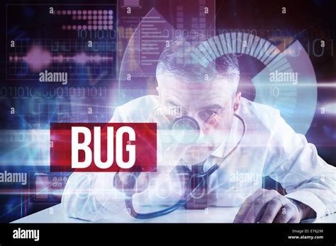 Bug Against Blue Technology Interface With Dial Stock Photo Alamy
