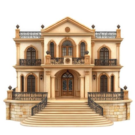 Elegant Classical Mansion With Stone Facade And Ornate Details Premium Ai Generated Image