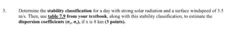 Solved 3 Determine The Stability Classification For A Day Chegg Com